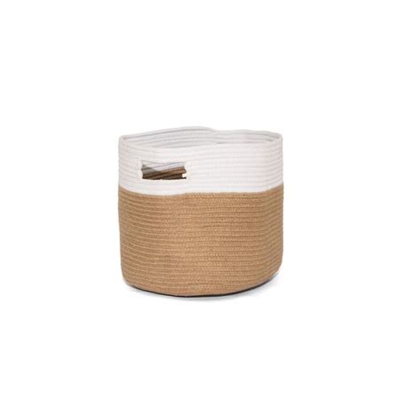 Cubby Baskets Cubby Storage Fabric Basket With Handles Jute White