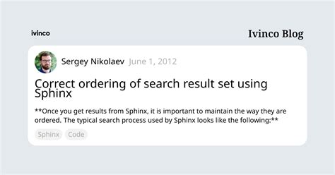 Correct Ordering Of Search Result Set Using Sphinx Ivinco Blog