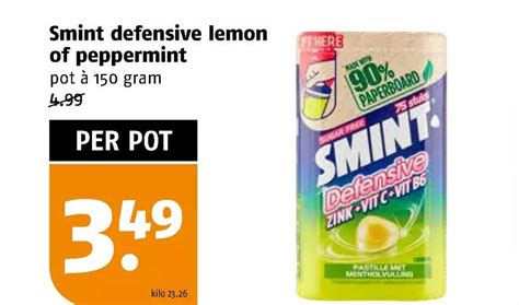 Smint Defensive Lemon Of Peppermint Aanbieding Bij Poiesz 1folders Nl