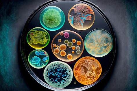 Premium Photo Laboratory Samples With Variety Of Multicolored Colonies Of Yeast