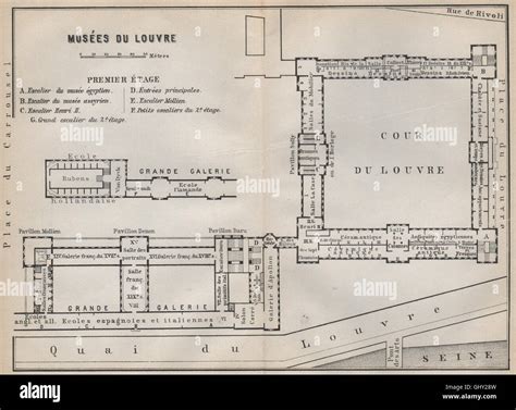 MusÉes Du Louvre Premier Étage First Floor Plan Paris Carte 1910 Old