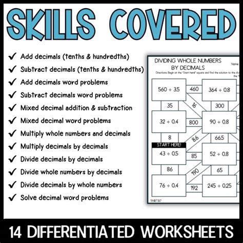 Adding Subtracting Multiplying And Dividing Decimals Math Maze Bundle