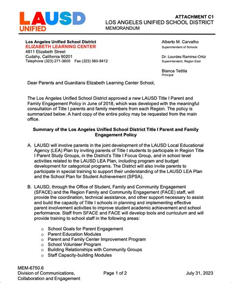 School Site Council Ssc Elizabeth Learning Center