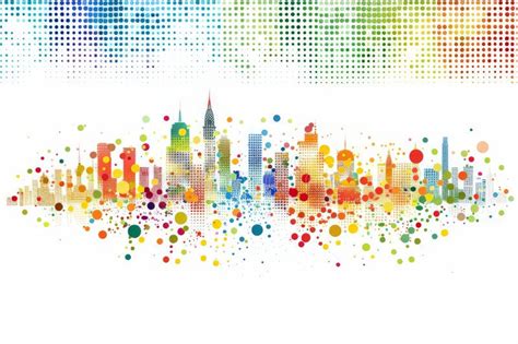 Colorful Dots City Architecture Building With Abstract Dot Building
