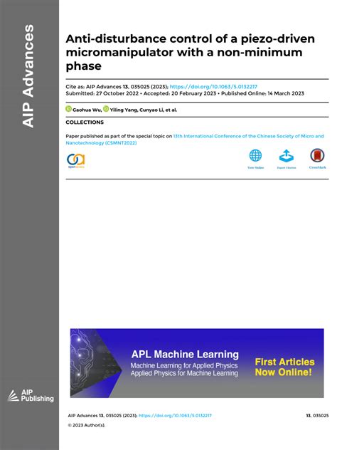 Pdf Anti Disturbance Control Of A Piezo Driven Micromanipulator With