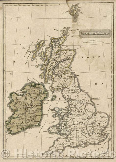 Historic Map British Islands 1828 Vintage Wall Art Historic Pictoric