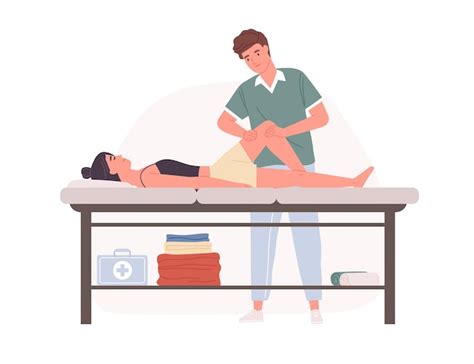 Premium Vector Therapist Practicing Sports Massage Or Osteopathy