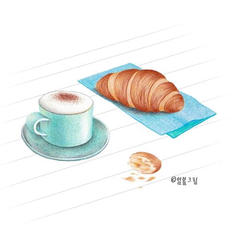 사진 설명이 없습니다 음식 그림 음식 일러스트 색연필 그림