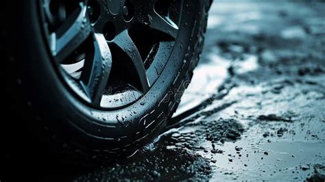Vehicle Tire On Wet And Muddy Road Conditions Stock Footage Video Of