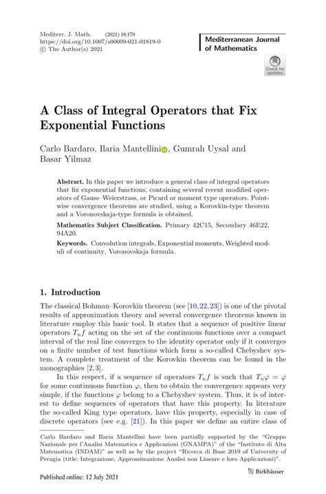 Pdf A Class Of Integral Operators That Fix Exponential Functions