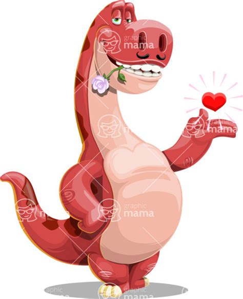 Brontosaurus Dinosaur Cartoon Character Set Showing Love Graphicmama
