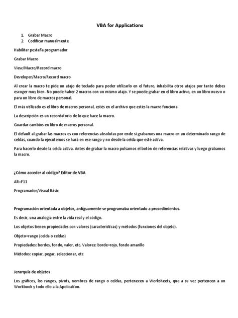 Vba For Ms Excel Pdf Macro Informática Visual Basic Para