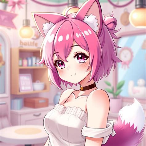 Adorable Femboy Neko With Pink Hair