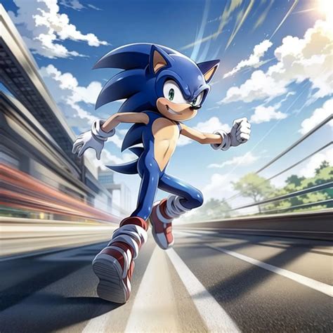 Sonic The Hedgehog Anime Style Running Diffus