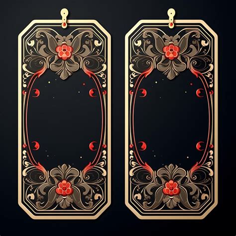 Premium Ai Image Russian Black Hook Tag Card Black Cardstock Ornate Motifs Fo 2d Card Design
