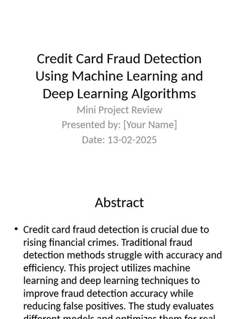 Credit Card Fraud Detection Presentation Pdf