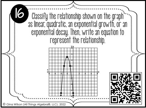 Writing Functions Linear Quadratic Exponential Task Cards All