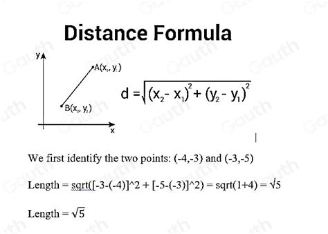Solved Use The Distance Formula To Find The Length Of The Line Segment Shown Beld Length Give