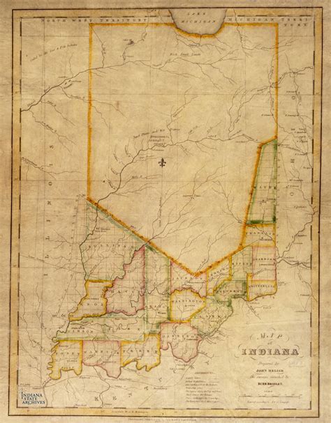 First Map Of The State Of Indiana 1817 Rindiana