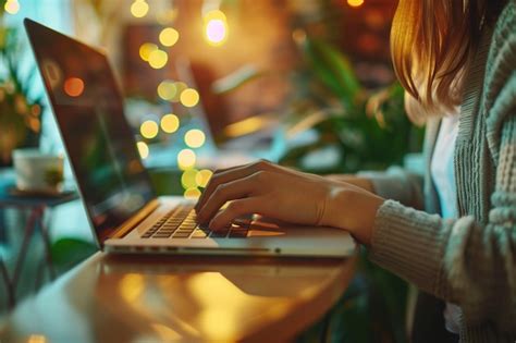 Close Up Of Business Woman Hands Typing On Laptop Computer Searching