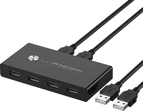 Amazon Com USB Switch Selector USB 2 0 Switcher For 2 PC Sharing 4 USB Devices One Button