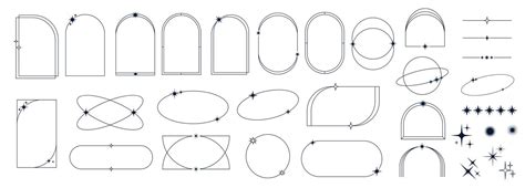 Premium Vector Minimal Line Frames And Borders With Star Twinkles