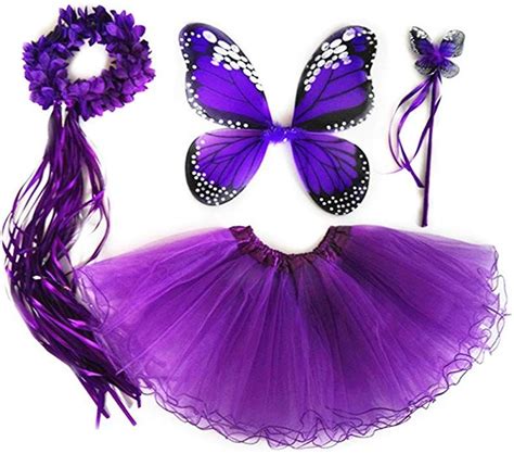 Girls Fairy Costume Set With Butterfly Wings Tutu Wand And Halo Headband Fairy Costume Fairy