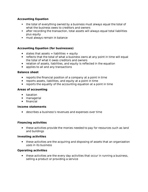Accounting Ch 1 Sb 1 Hw Assignment Accounting Equation The Total