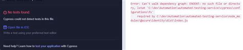 Typescript Cypress Azure Cant Walk Dependency Graph Enoent No