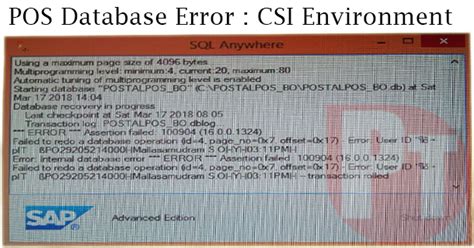 Pos Server Db Could Not Start In Csi Environment Solution