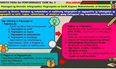 PANUTO PARA SA PERFORMANCE TASK No IKALAWANG MARKAHAN Pamagat Ng Gawain Infographics