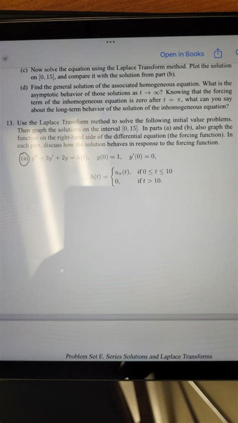 Solved C Now Solve The Equation Using The Laplace Chegg