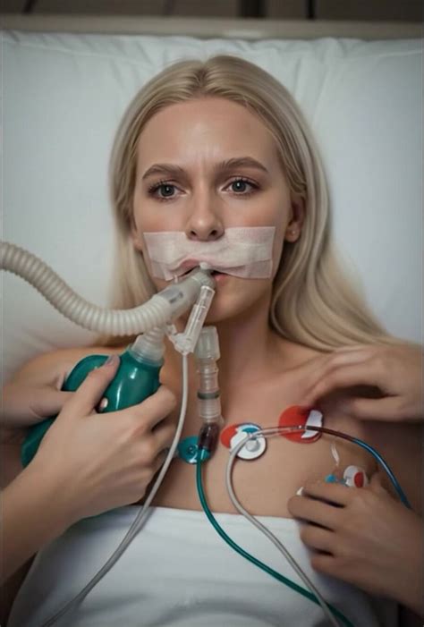 Close View Of Intubated Woman In Hospital Bed O2