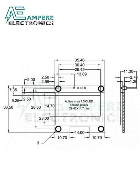 Inch OLED Display Module Blue X Pin I C Ampere Electronics