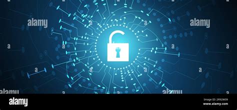 Internet Digital Syber Security Technology Concept For Business Background Lock On Circuit