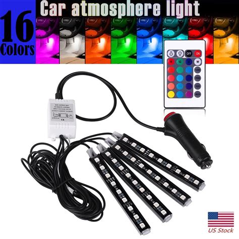 Rgb Led Glow Car Lamp Under Dash Footwell Seats Inside Lighting Usb