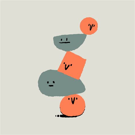 Cute Geometric Shape Characters In Balance · Atipo Illustrations