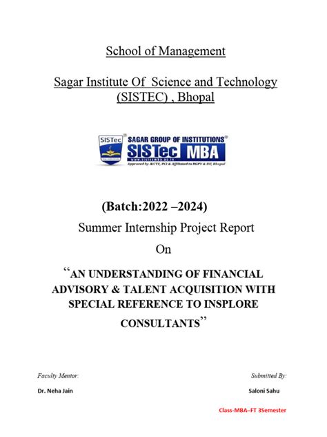 Soumya Jain Sip Report Final Pdf