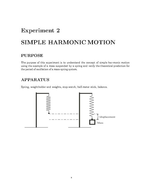 Lab Lab Assignment On Simple Harmonic Motion Experiment SIMPLE HARMONIC MOTION PURPOSE