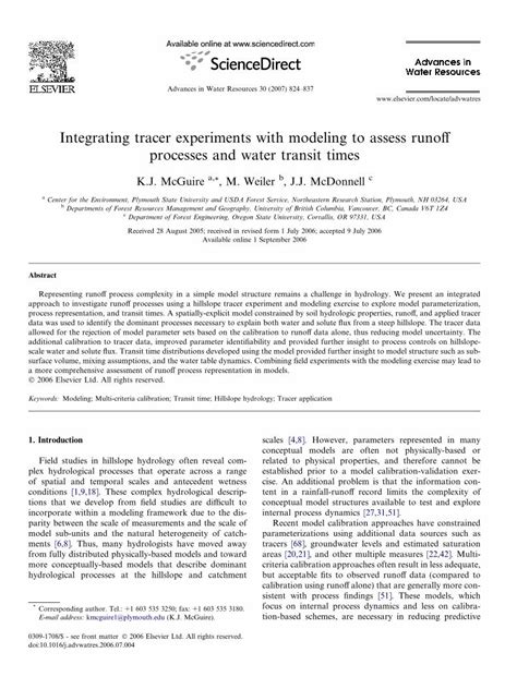 Pdf Integrating Tracer Experiments With Modeling To Assess