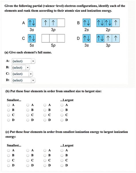 solved given the following partial valence level electron