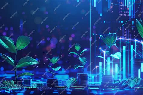 A Computer Screen Shows A Green Plant Growing In A Field Of Money Premium Ai Generated Image