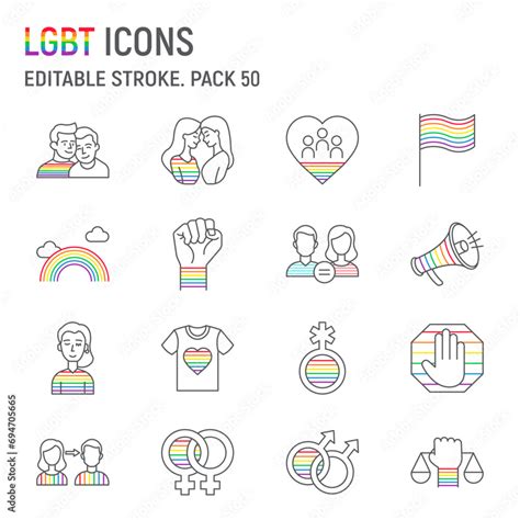 Lgbt Line Icon Set Lgbtq Collection Vector Graphics Logo