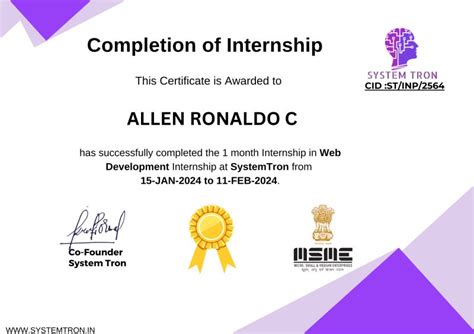 Allen Ronaldo C On Linkedin Webdevelopment Internshipcompleted