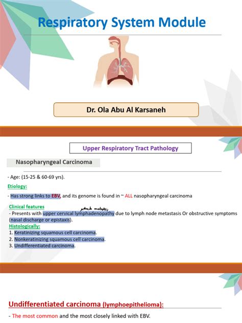 Respiratory Module Pathology Lecture 1 Upper Respiratory Tract