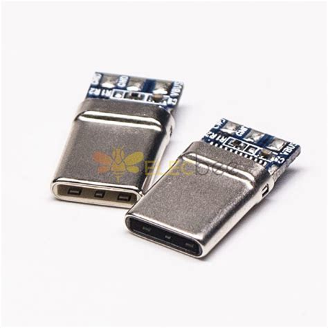 Pcs Usb Type C Port Straight Male Connector Pcb Mount