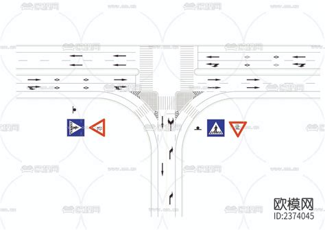 停车场图例和路口标志cad图库 免费3dmax模型库 欧模网