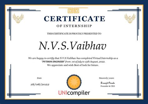 venkata sai vaibhav neeli on linkedin python intern unicompiler