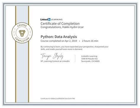 Certificate Ofcompletion Python Data Analysis Ppt