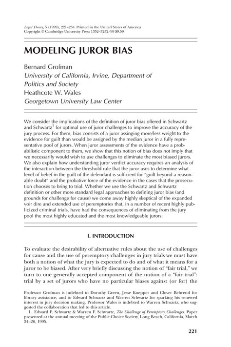 Pdf Modeling Juror Bias